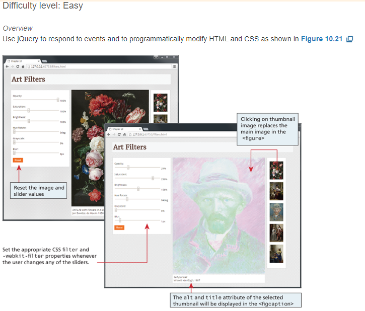Solved Overview Use jQuery to respond to events and to | Chegg.com