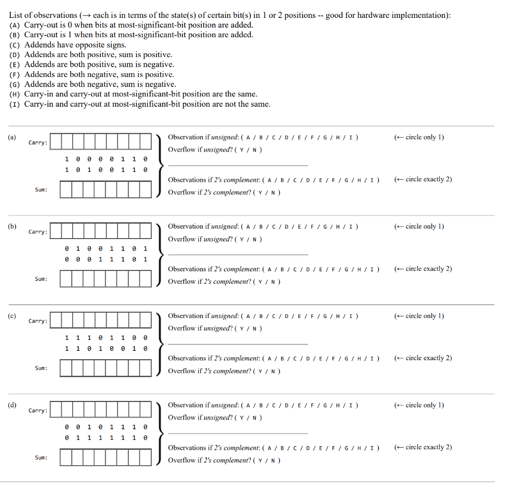 Solved ts) For each (sub-)part, do or answer the following: | Chegg.com