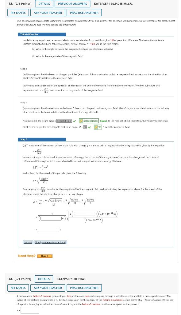 Solved 12. [2/5 Points] DETAILS PREVIOUS ANSWERS KATZPSEF1 | Chegg.com