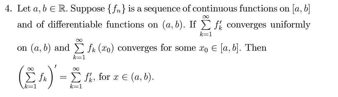 Solved 4. Let a,b∈R. Suppose {fn} is a sequence of | Chegg.com