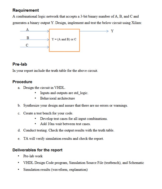 RequirementA combinational logic network that accepts | Chegg.com
