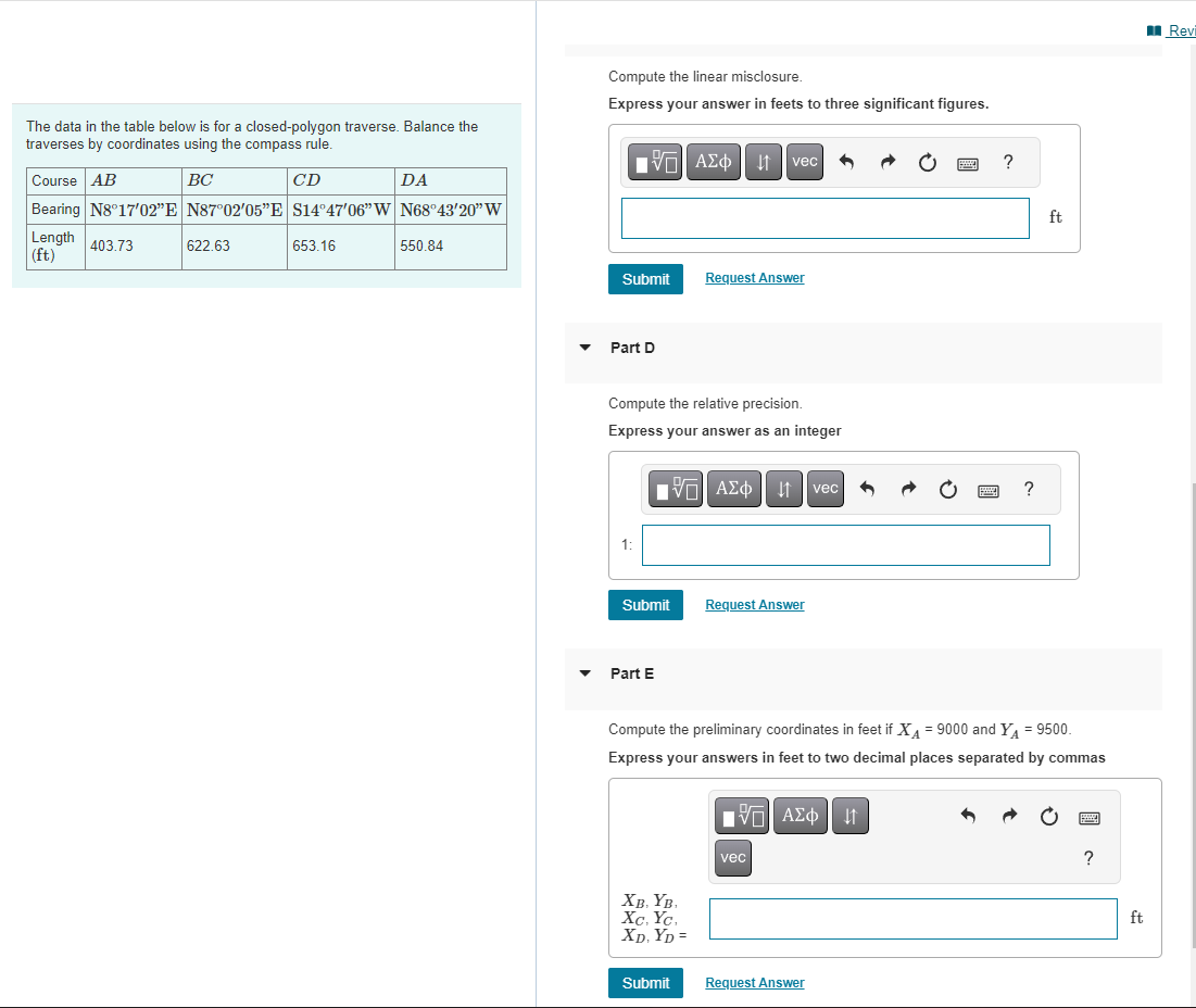 Solved by an EXPERT The data in the table below is for a closed-polygon | Chegg.com