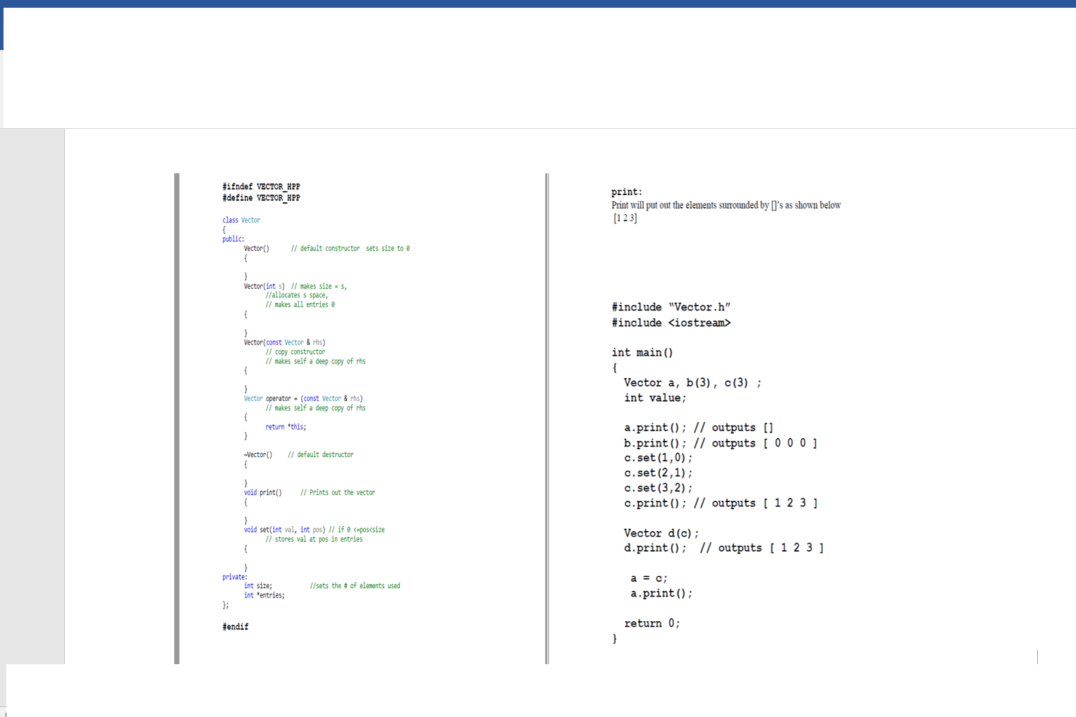 Solved Ifndef Vectorhpp Define Vectorhpp Print Print