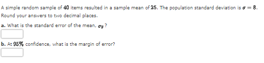Solved A simple random sample of 40 items resulted in a | Chegg.com