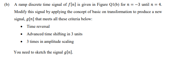 Solved (b) A ramp discrete time signal of f[n] is given in | Chegg.com