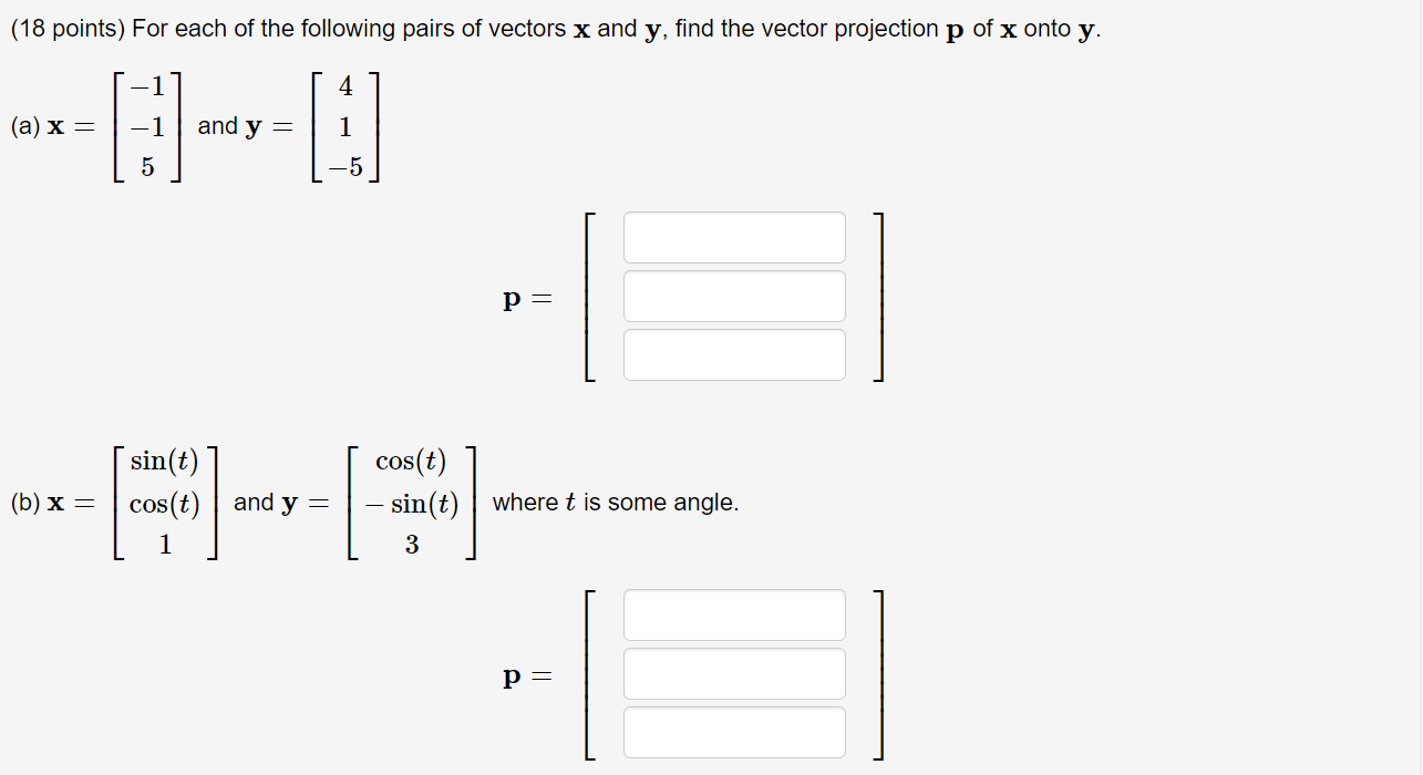 Solved (18 points) For each of the following pairs of | Chegg.com