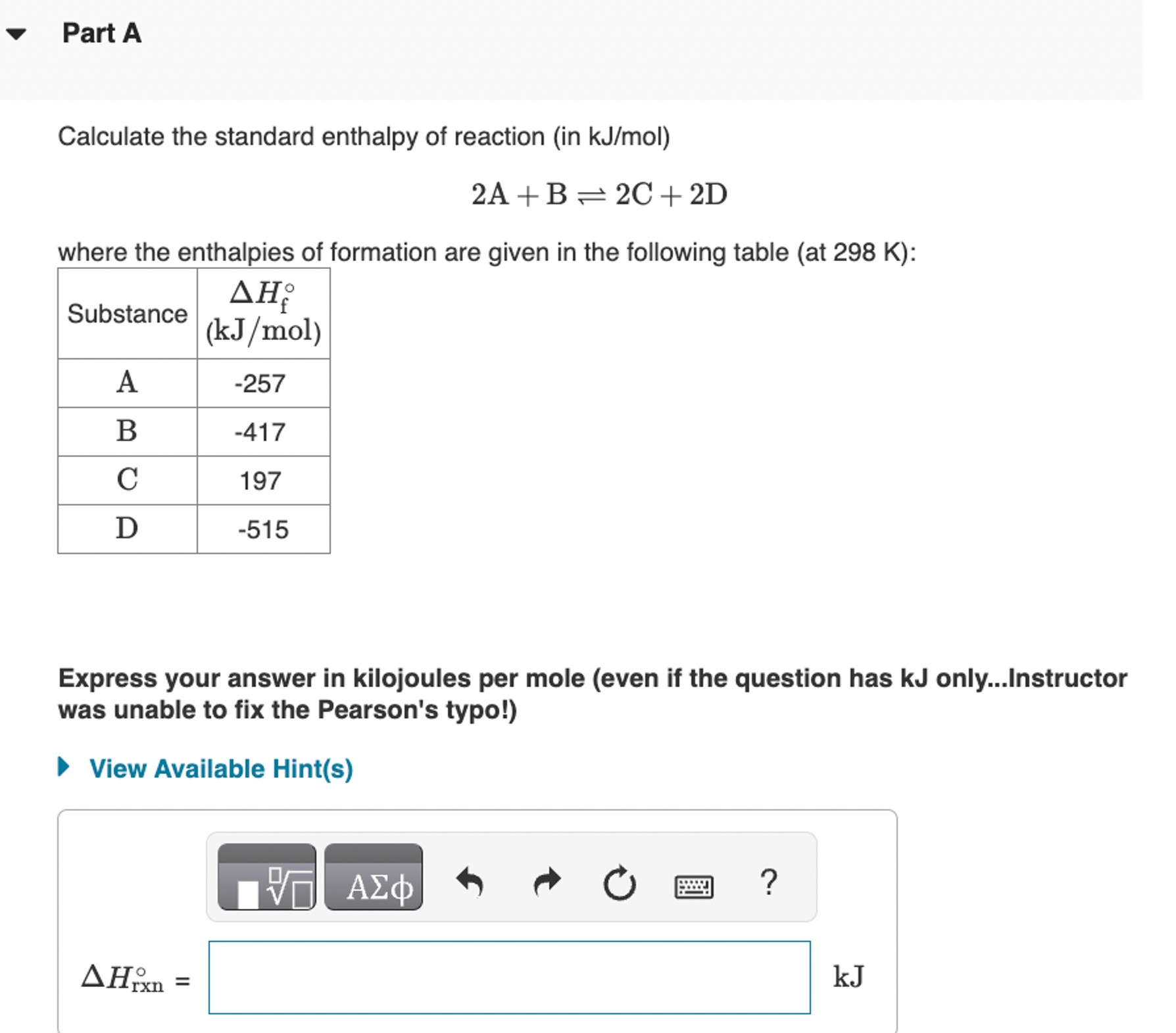 Solved Calculate the standard enthalpy of reaction (in | Chegg.com