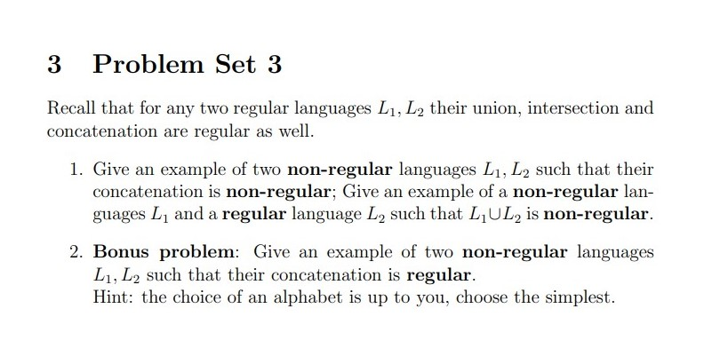 Solved 3 Problem Set 3 Recall that for any two regular | Chegg.com