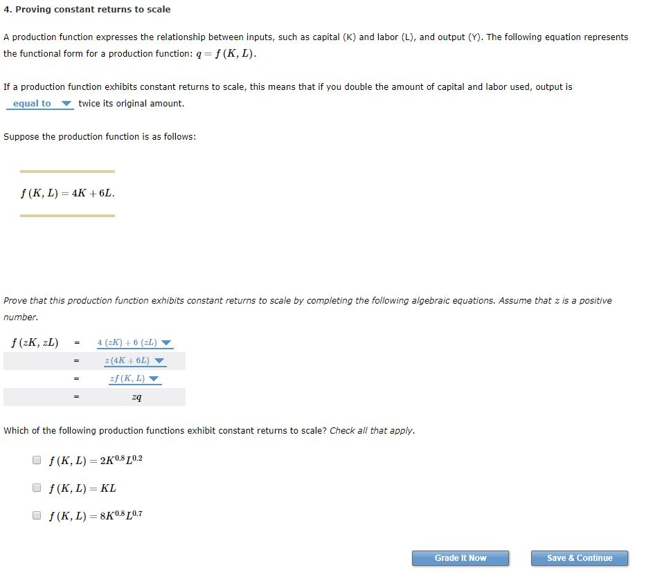 Solved 4. Proving constant returns to scale A production | Chegg.com