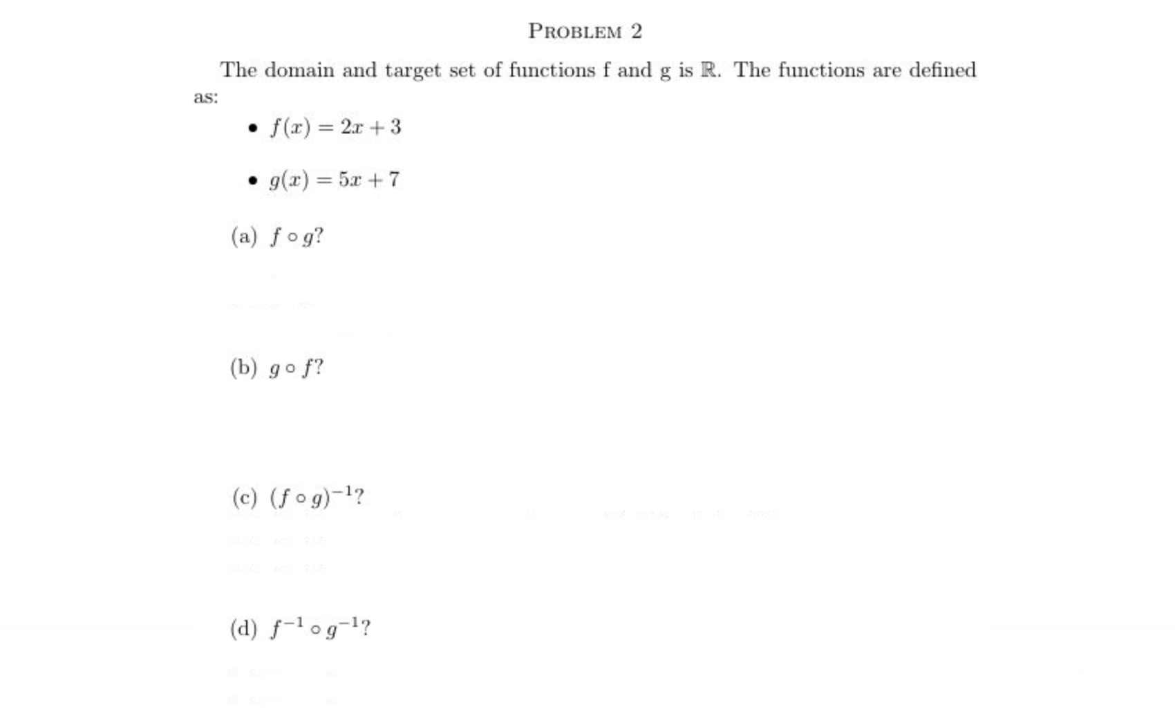 Solved The domain and target set of functions f and g is R. | Chegg.com
