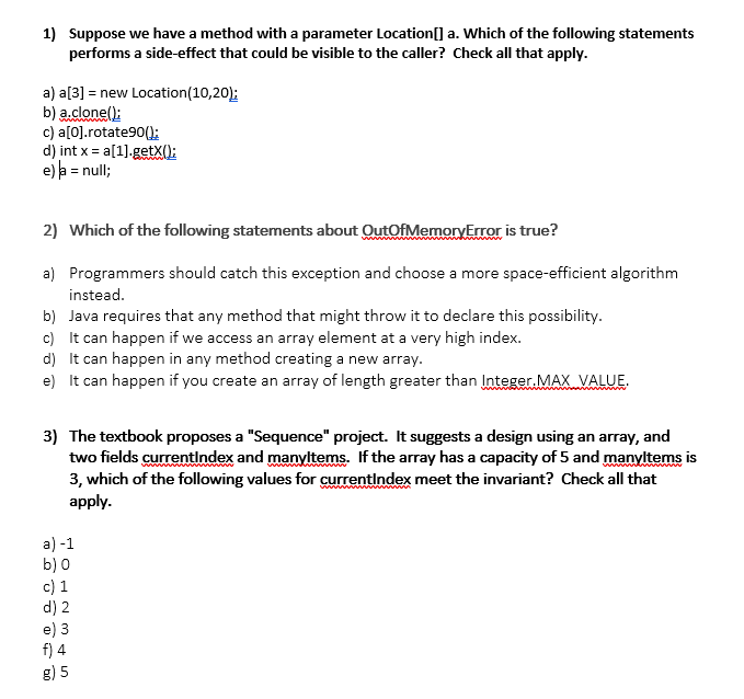 Solved 1) Suppose we have a method with a parameter | Chegg.com