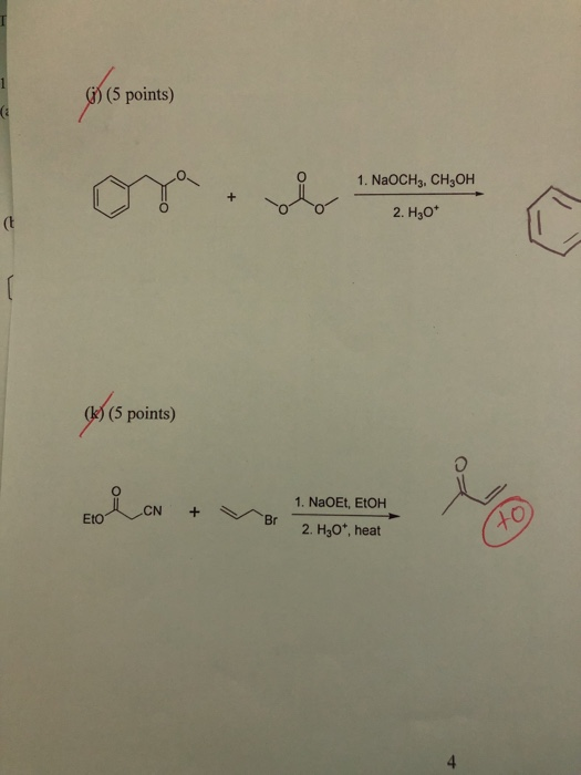 Solved (5 points) 1. NaOCH3, CH3OH 2. H3o* pad (5 points) 0 | Chegg.com
