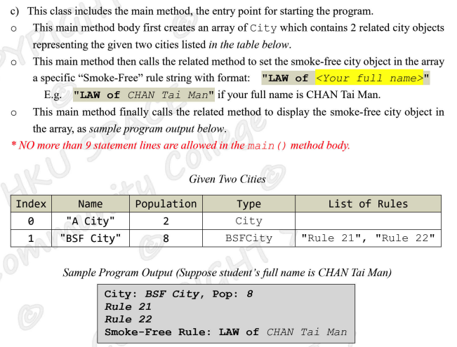 Solved Based on the class BCity in the last question, write | Chegg.com