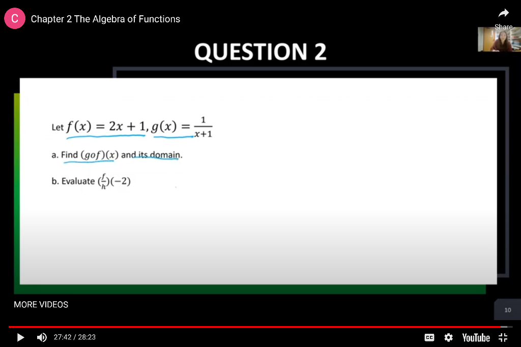 Let f(x)=2x+1,g(x)=x+11 a. Find (g∘f)(x) and its | Chegg.com