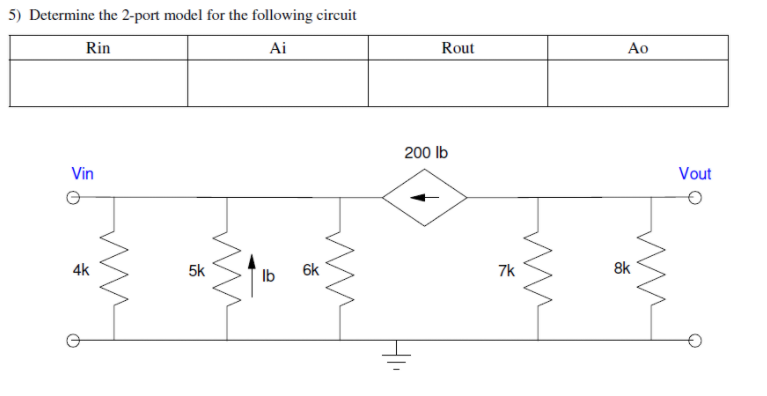 Solved 5) Determine the 2-port model for the following | Chegg.com