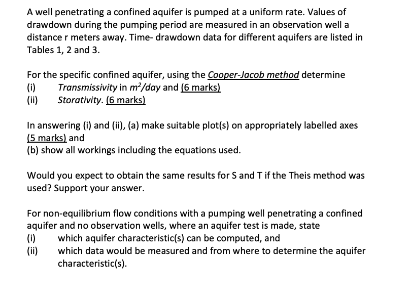 Solved A well penetrating a confined aquifer is pumped at a | Chegg.com