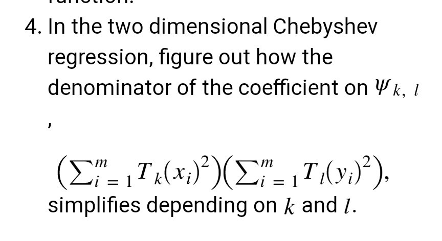 4. In the two dimensional Chebyshev regression, | Chegg.com
