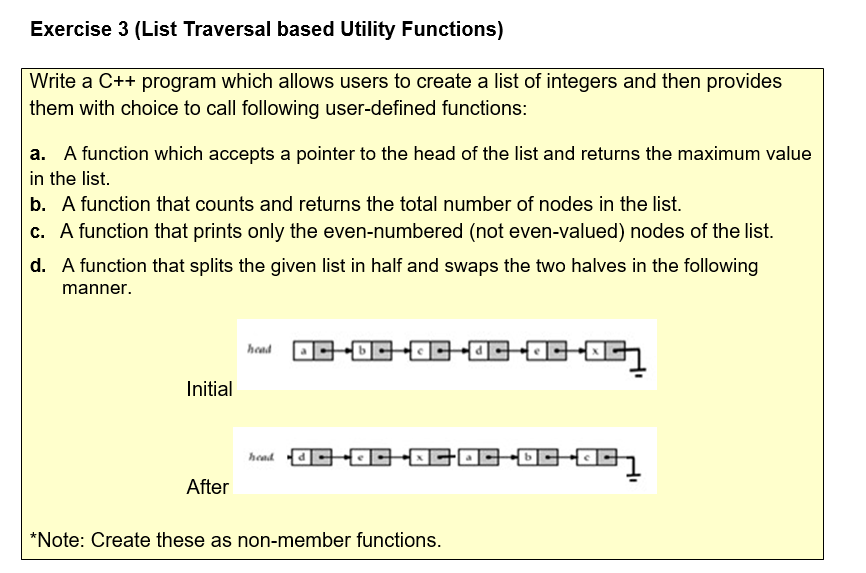 Solved Exercise 3 (List Traversal based Utility Functions) | Chegg.com