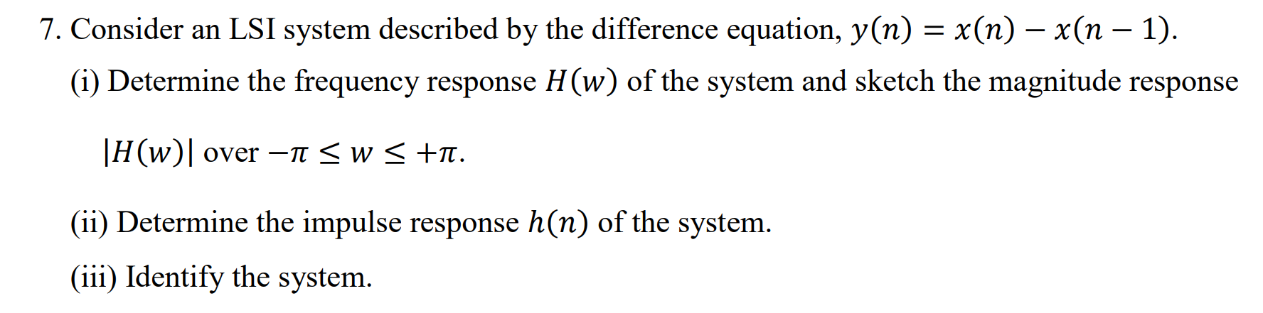 Solved Consider an LSI system described by the difference | Chegg.com