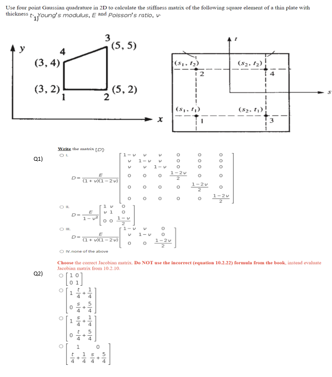 Solved Use four point Gaussian quadrature in 2D to calculate | Chegg.com