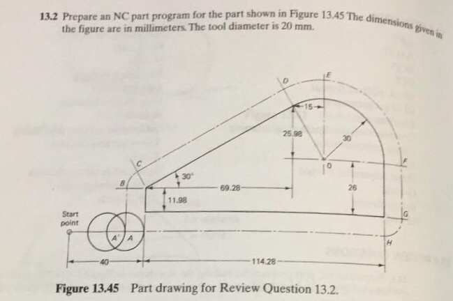 Solved 13.2 Prepare an NC part program for the part shown in | Chegg.com