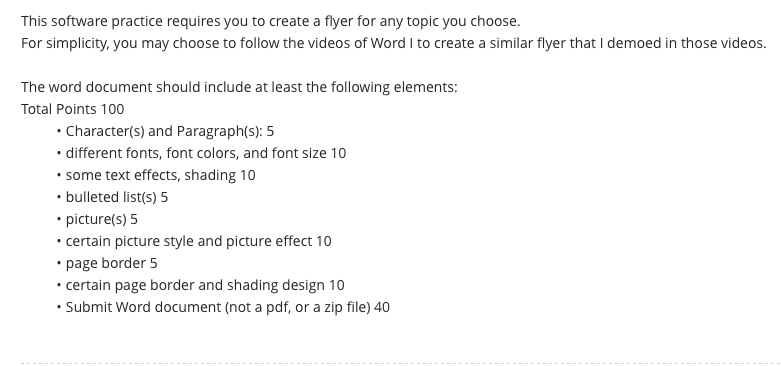 This software practice requires you to create a flyer | Chegg.com