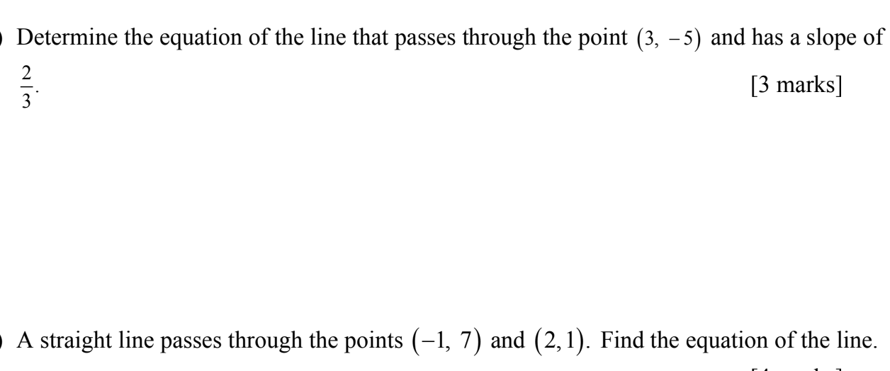 Solved Determine the equation of the line that passes | Chegg.com