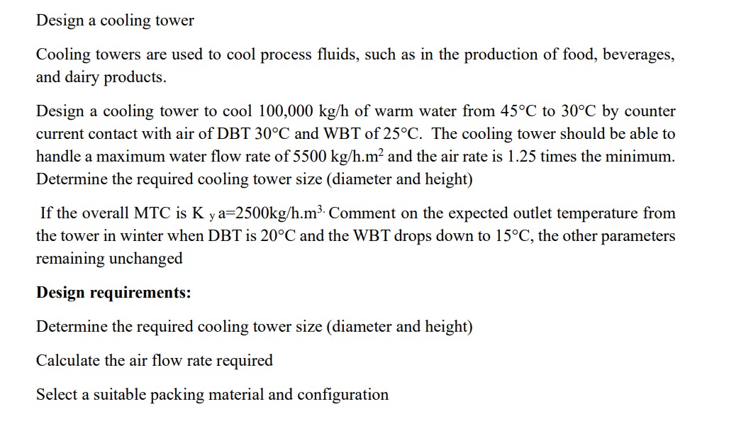 Solved need help with this questionDesign a cooling | Chegg.com