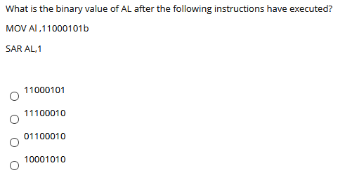 Solved What is the binary value of AL after the following | Chegg.com