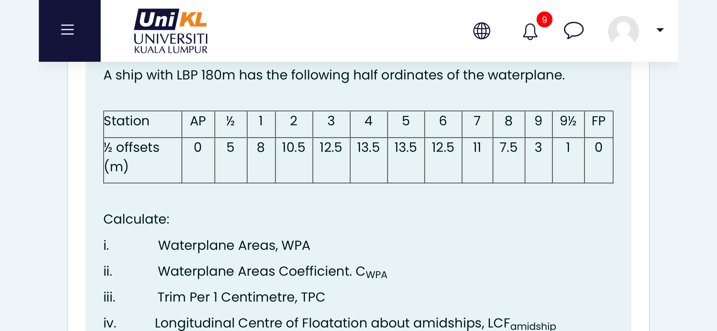 Solved UntKLUNIVERSITIKUALALUMPURA ship with LBP 180m ﻿has | Chegg.com