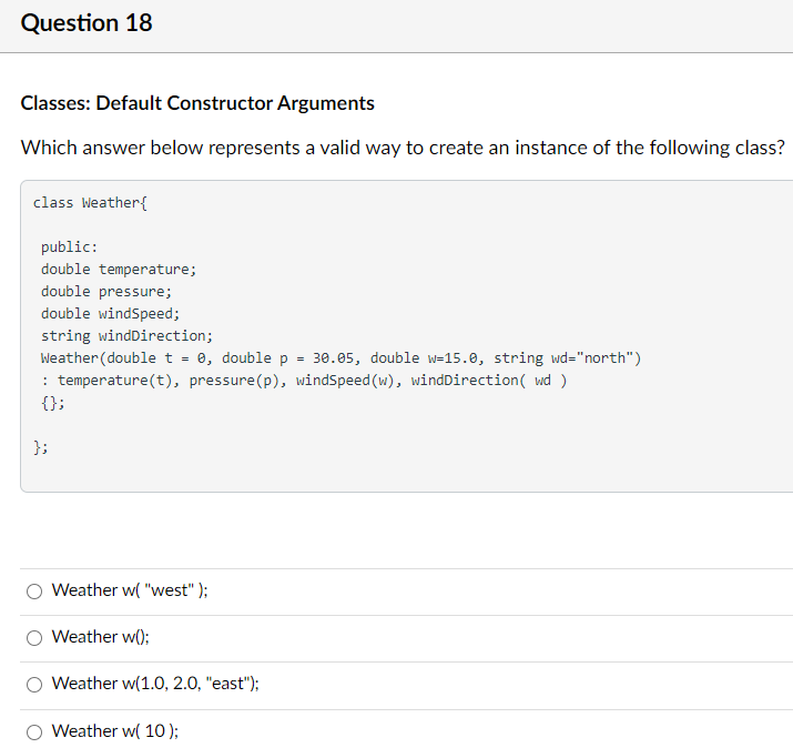 Solved Question 18 Classes Default Constructor Arguments 3130