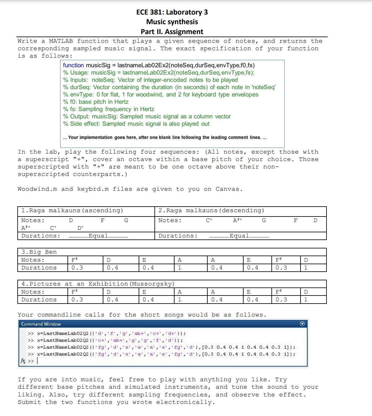 Solved Music Synthesis Part Ii Assignment Write A Matlab