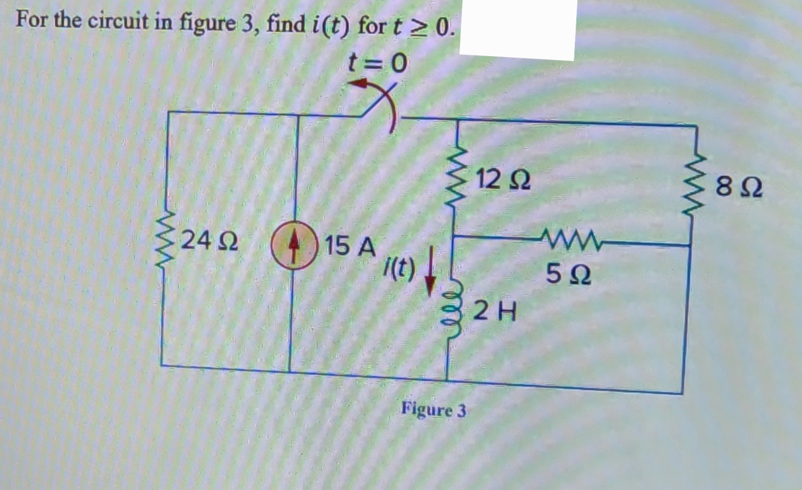 Solved For the circuit in figure 3, find i(t) for t≥0. | Chegg.com