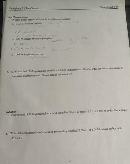 Solved Molario 1. Determine the molarity of each of the | Chegg.com