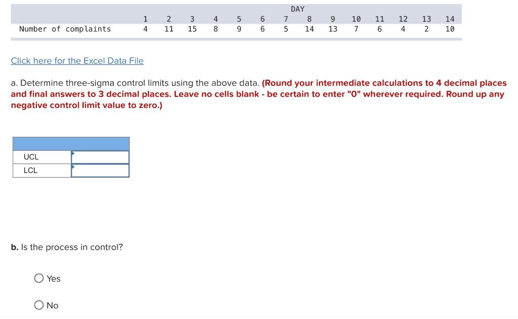 Solved Click here for the Excel Data File a. Determine | Chegg.com