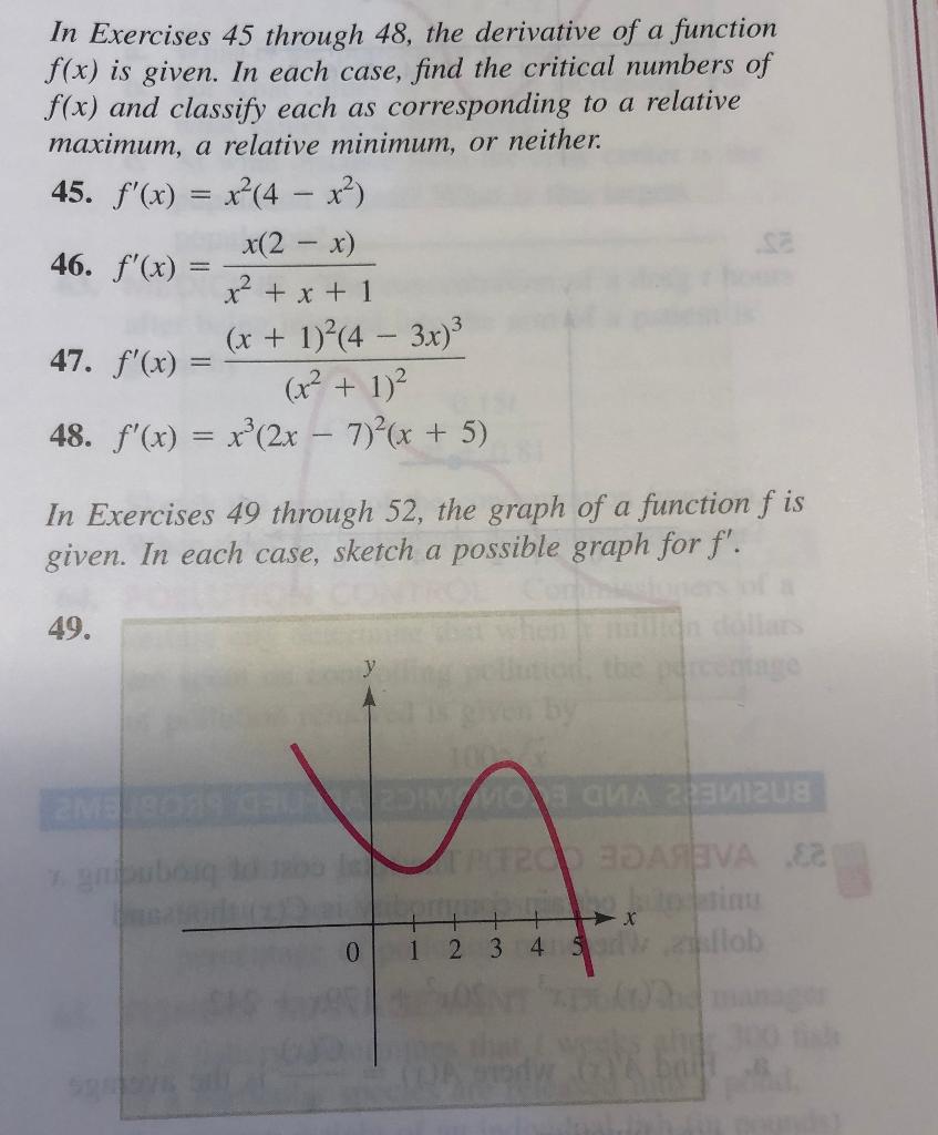 Solved In Exercises 45 through 48, the derivative of a | Chegg.com