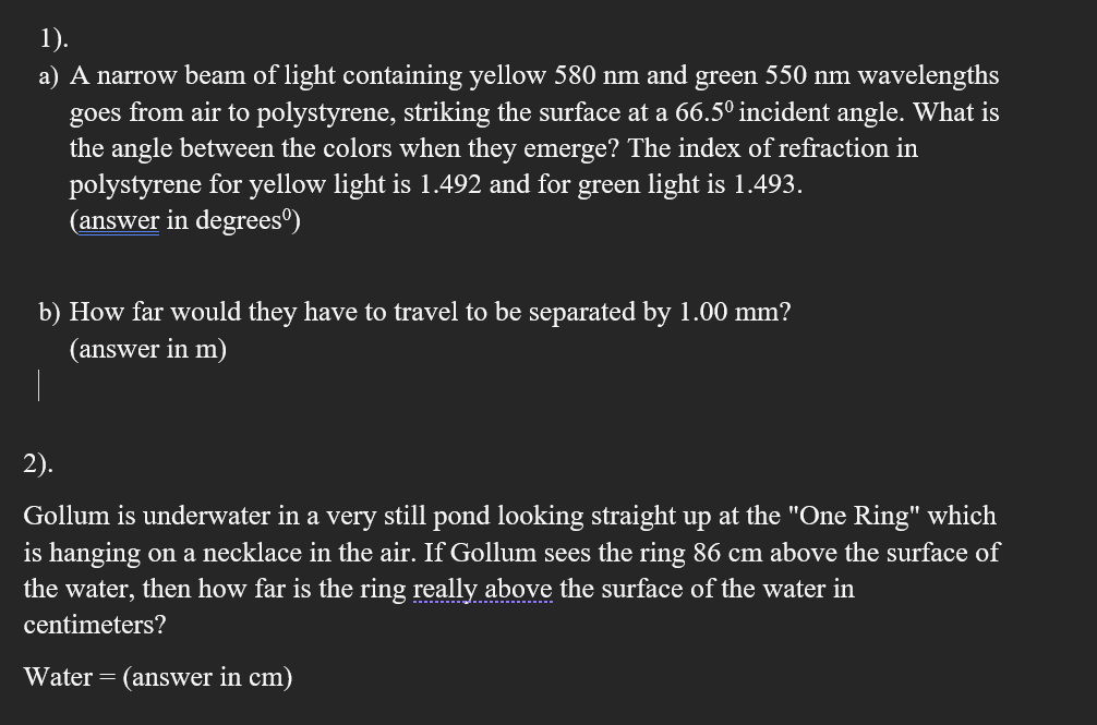 Solved a) A narrow beam of light containing yellow 580 nm | Chegg.com