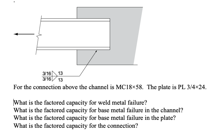 Solved 3/16 13 3/16 13 For the connection above the channel | Chegg.com