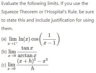Solved Evaluate the following limits. If you use the Squeeze | Chegg.com