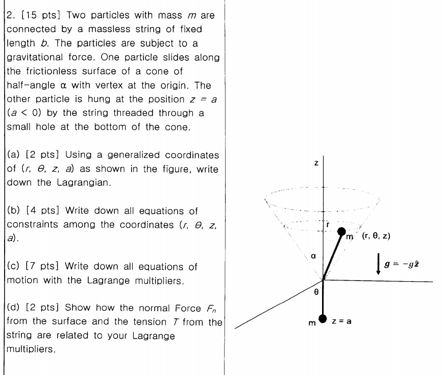 Solved 2. (15 pts) Two particles with mass m are connected | Chegg.com