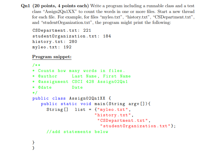Solved 0 Qnl (20 points, 4 points each) Write a program | Chegg.com