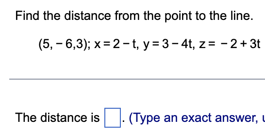 Solved Find the distance from the point to the line. | Chegg.com