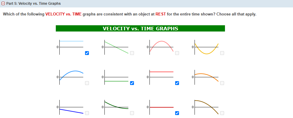 Which of the following VELOCITY vs. ﻿TIME graphs are | Chegg.com