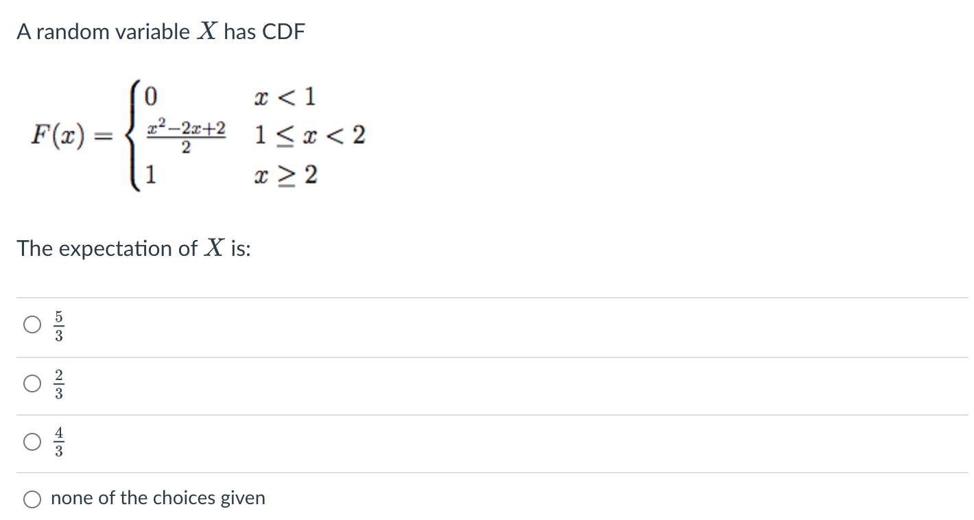 Solved A random variable X has CDF | Chegg.com