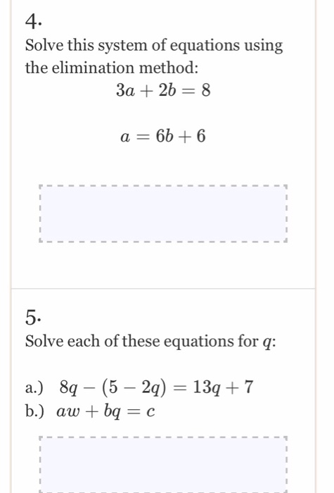 Solved Solve this system of equations using the elimination | Chegg.com