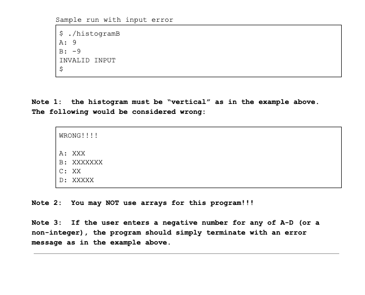 Solved Program: histogramB Filename: histogramB.c Behavior: | Chegg.com