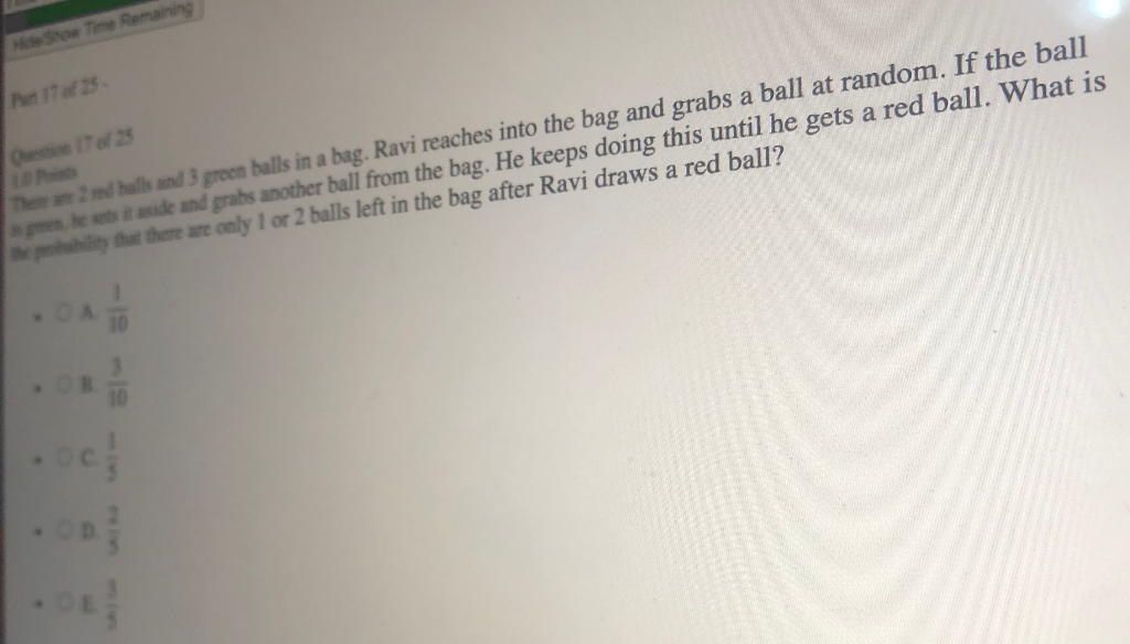 Solved The halls and 3 green balls in a bag. Ravi reaches | Chegg.com