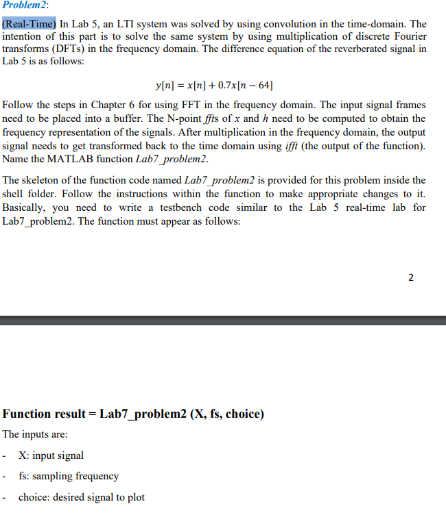 Solved (Real-Time) In Lab 5, an LTI system was solved by | Chegg.com