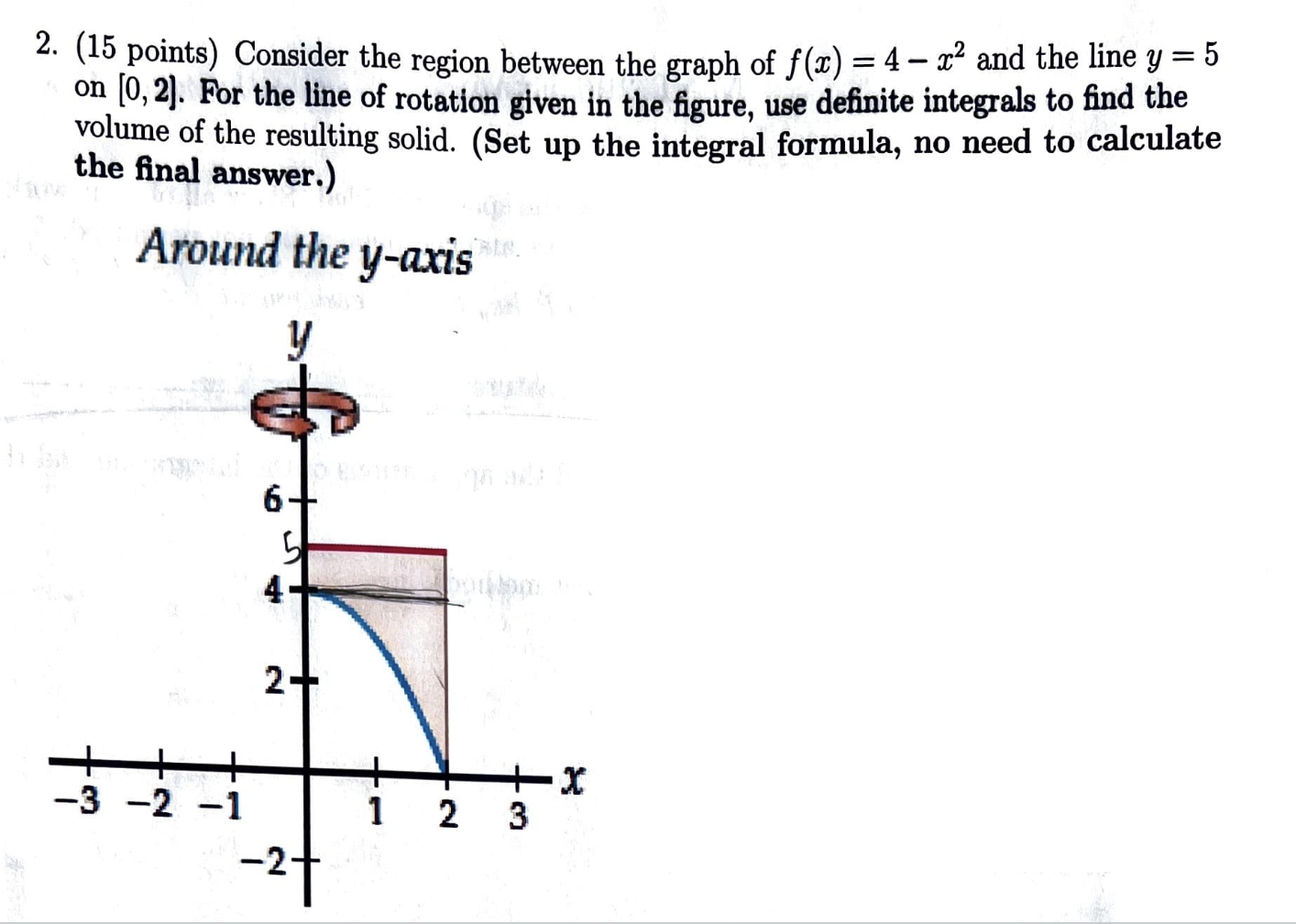 Solved 2. (15 points) Consider the region between the graph | Chegg.com