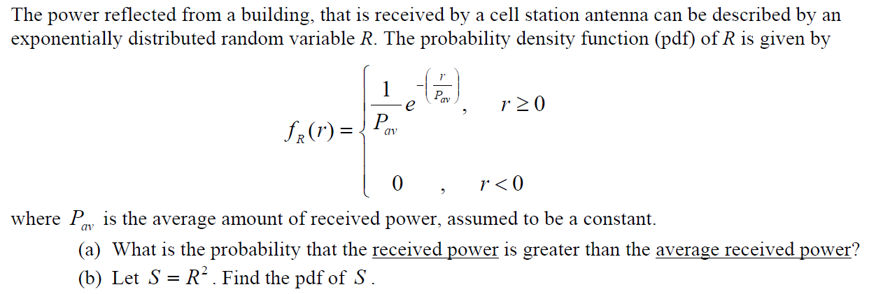 Solved The power reflected from a building, that is received | Chegg.com